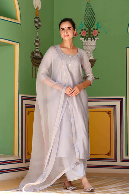 Chanderi Kurta Suit Set Collection - Gillori