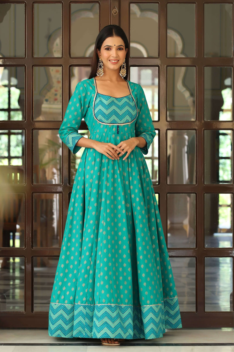 Shop for Gold Print Kalidar Dress Online Today - Gillori